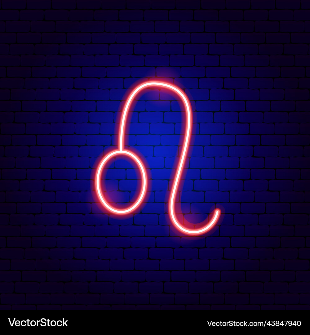 Leo zodiac neon sign Royalty Free Vector Image