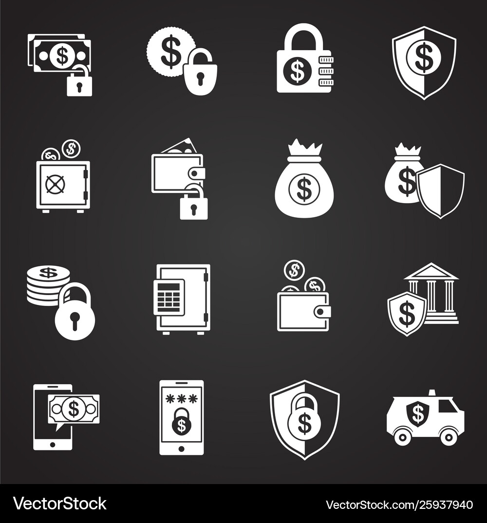 Money security related icons set on background Vector Image