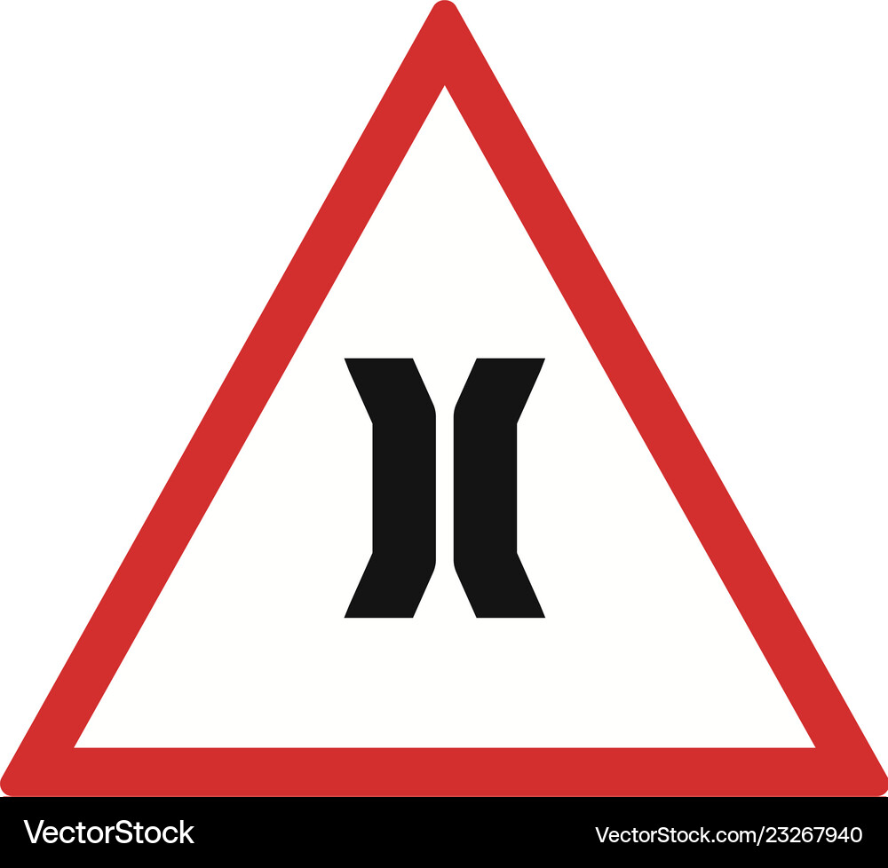 Narrow bridge road sign icon Royalty Free Vector Image