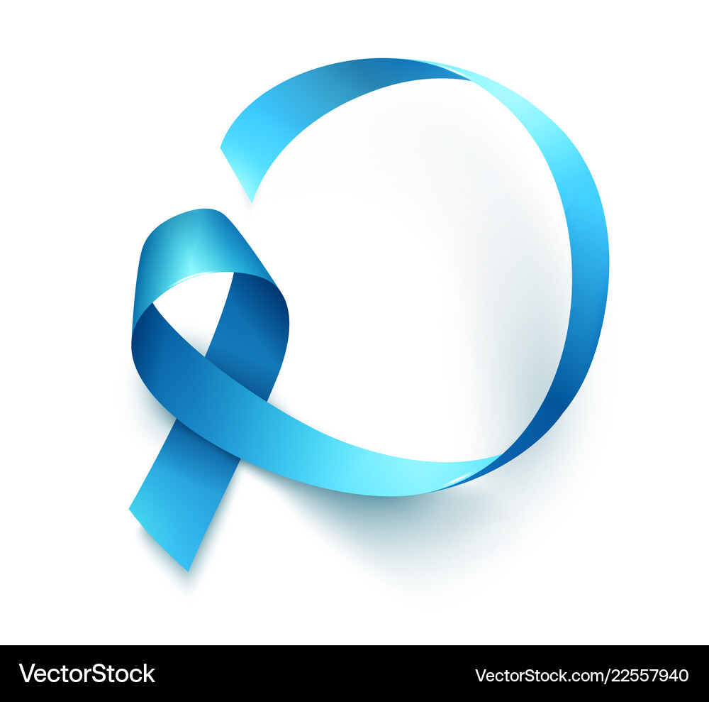 Realistic blue ribbon over white background Vector Image
