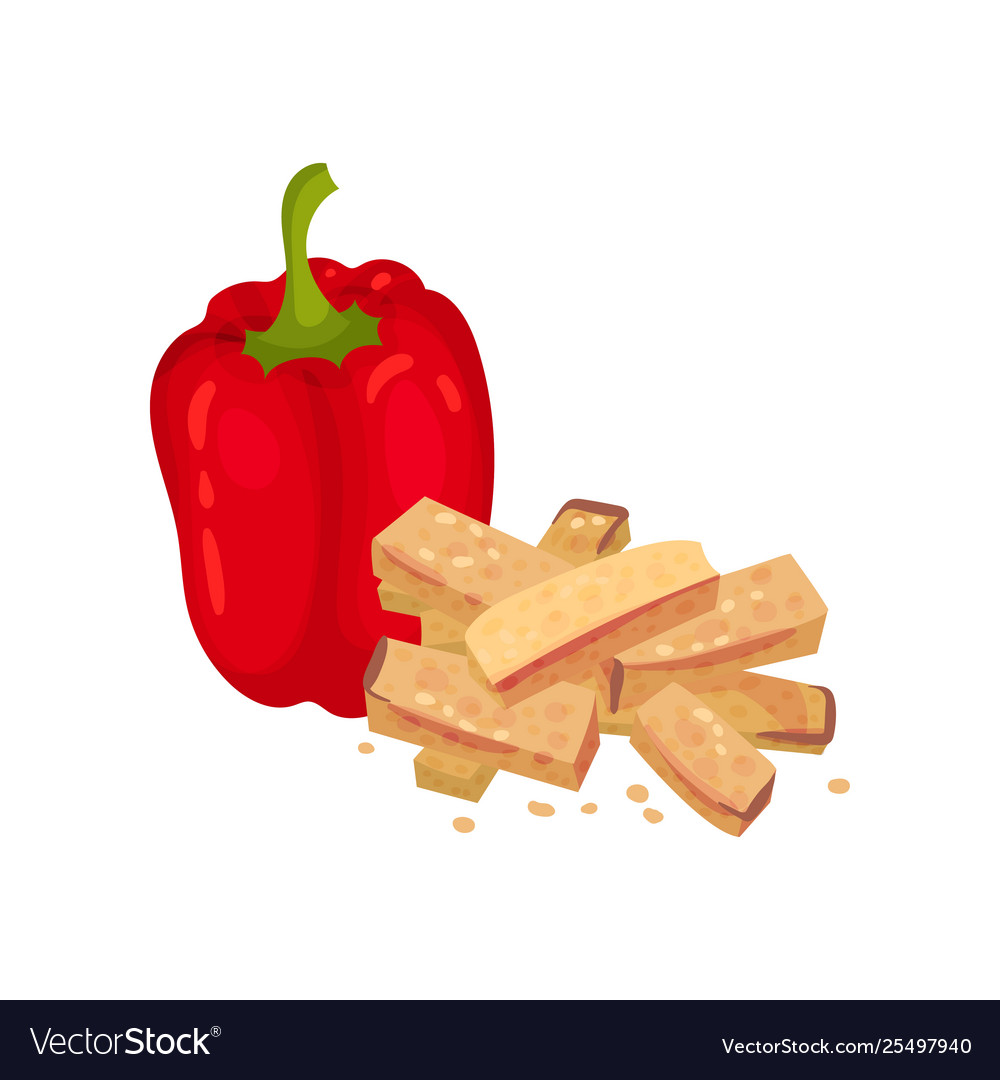 Rectangular croutons with red pepper Royalty Free Vector