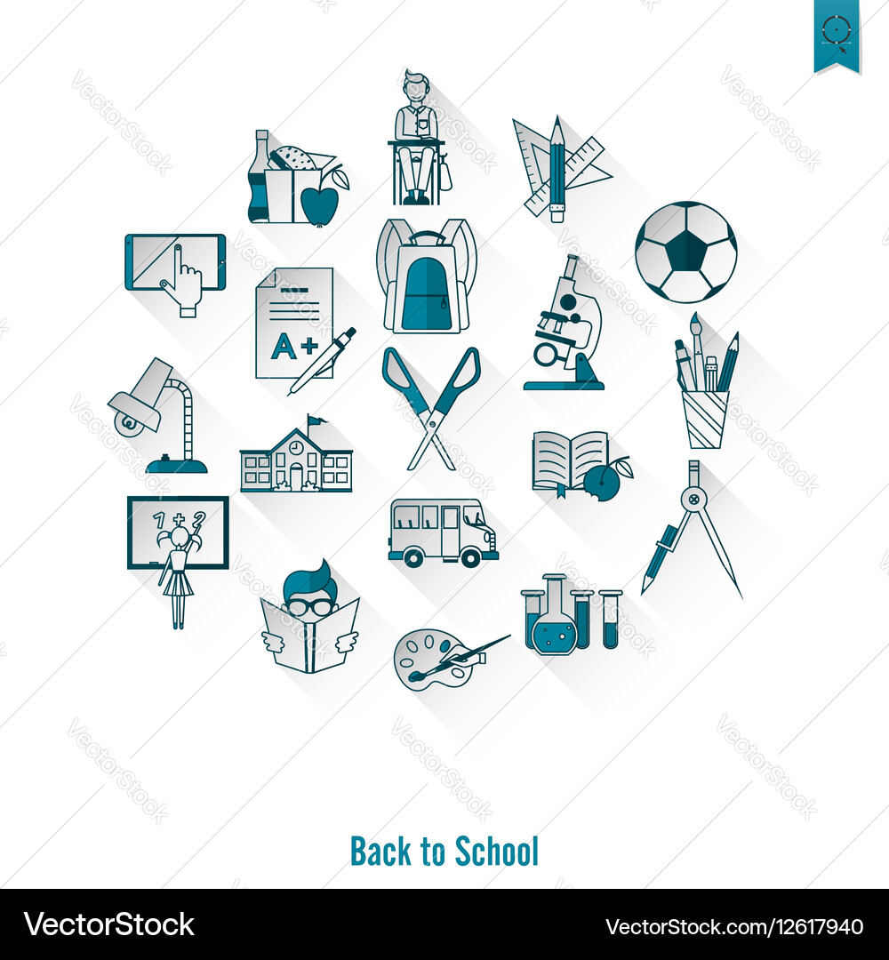 School and education icons Royalty Free Vector Image
