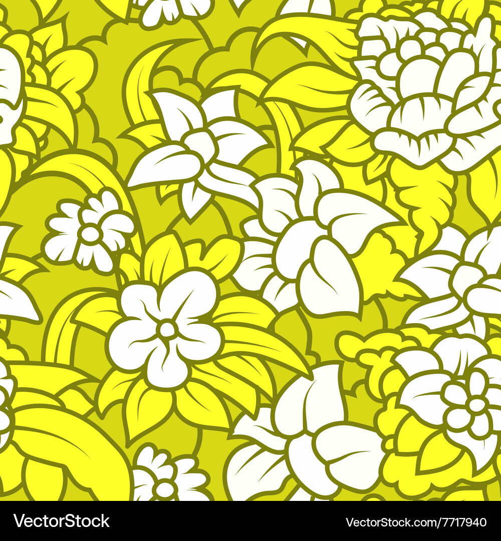 Seamless floral texture with white flowers Vector Image