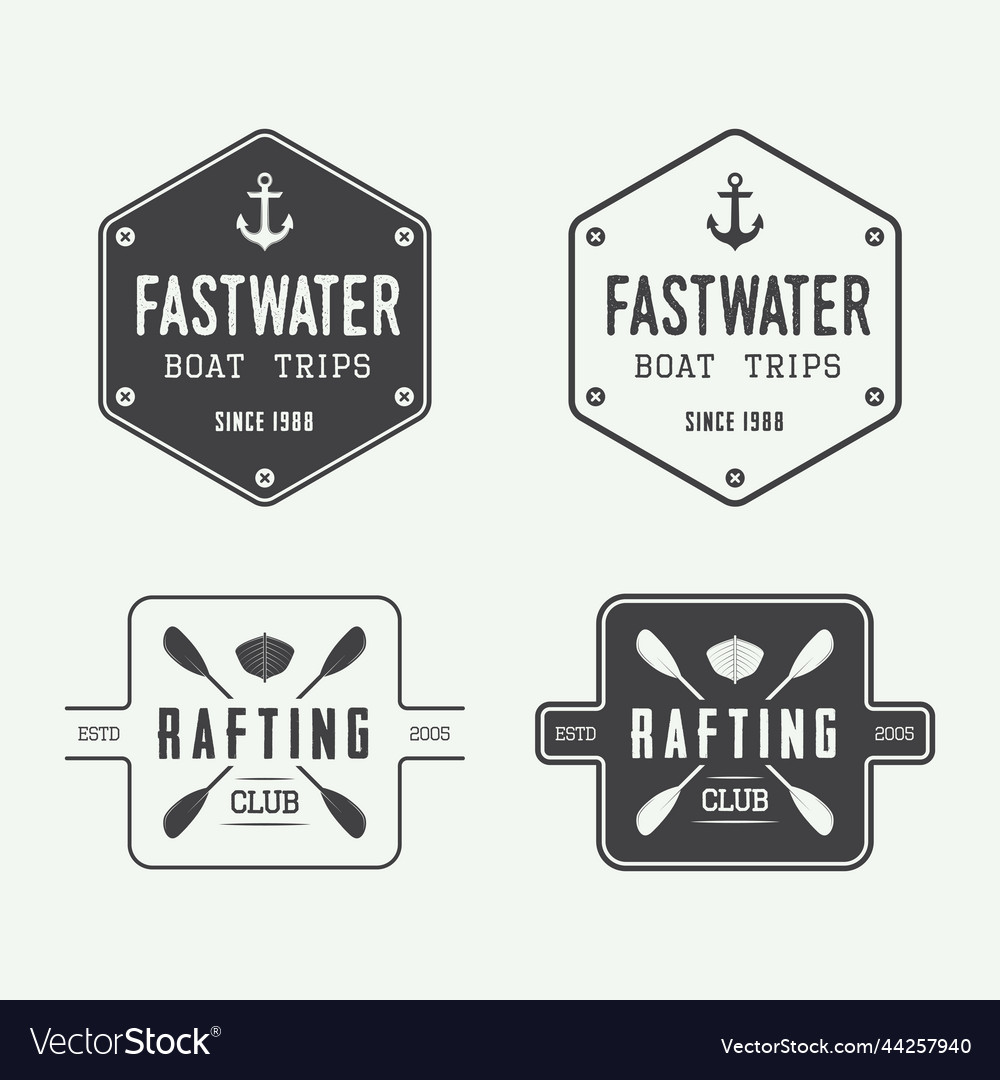 Set of vintage rafting logo labels and badges Vector Image Set of vintage rafting logo labels and badges Vector Image