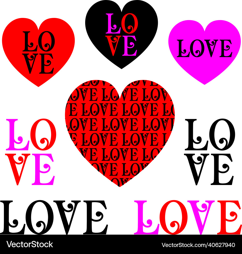 Valentines day love hearts mod graphics Royalty Free Vector