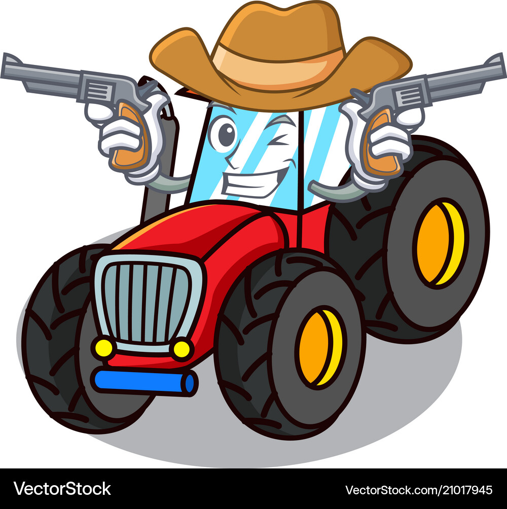 Cowboy tractor character cartoon style Royalty Free Vector