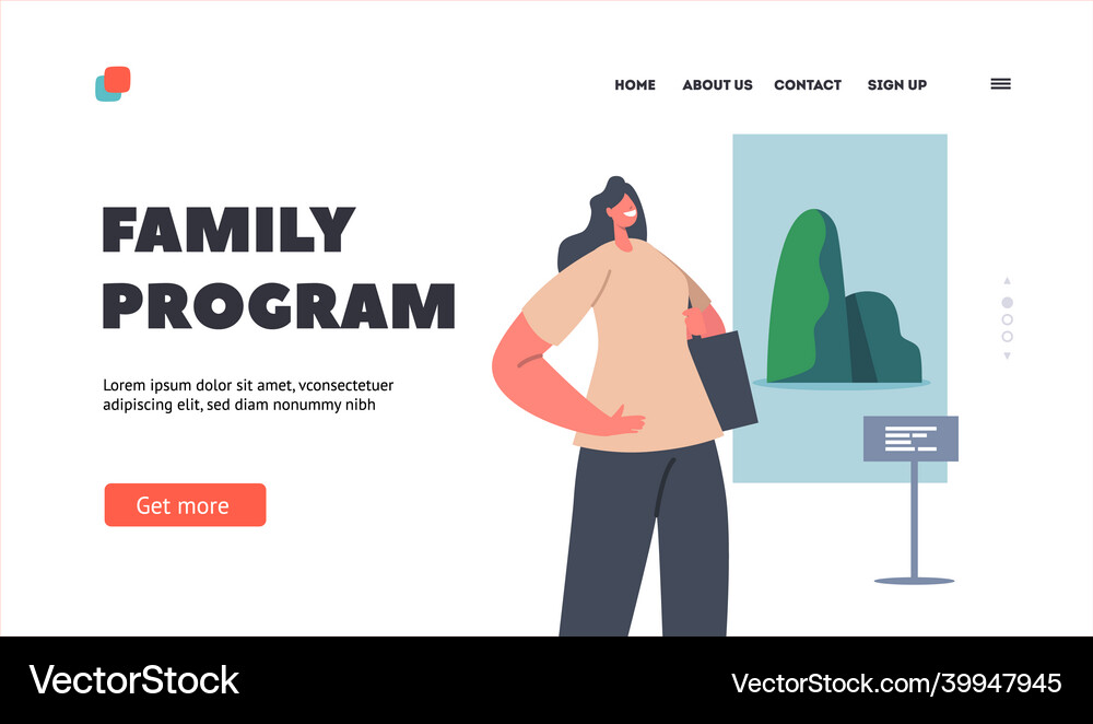 Family program landing page template female Vector Image