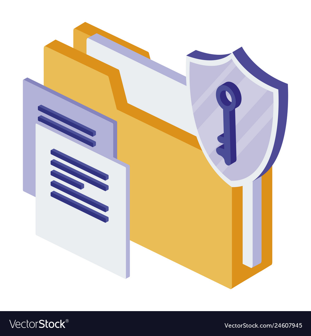 Folder documents with shield Royalty Free Vector Image