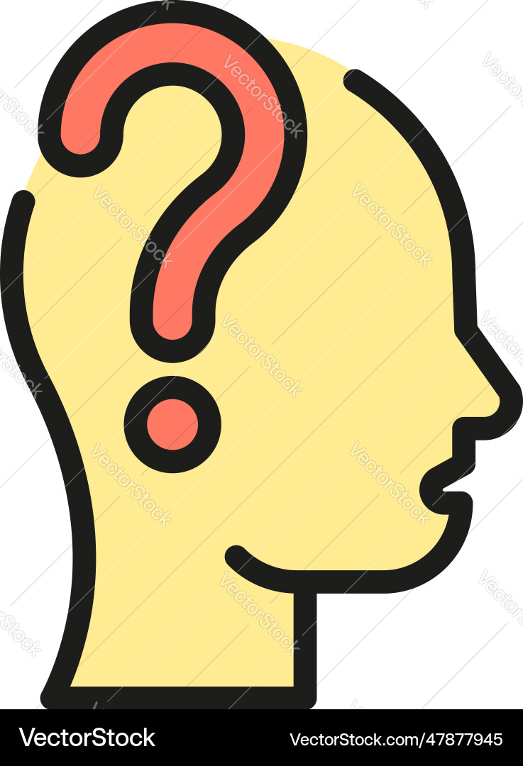 Head doubt icon flat Royalty Free Vector Image