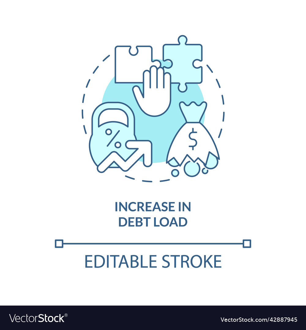 Increase in debt load turquoise concept icon Vector Image Increase in debt load turquoise concept icon Vector Image