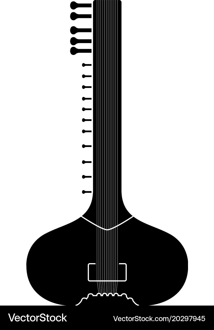 Isolated sitar icon musical instrument Royalty Free Vector