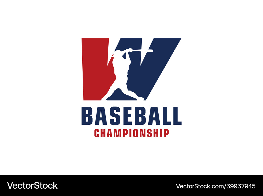 Letter w with baseball logo design design Vector Image