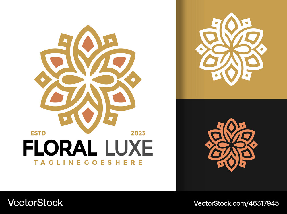Ornamental floral logo icon Royalty Free Vector Image