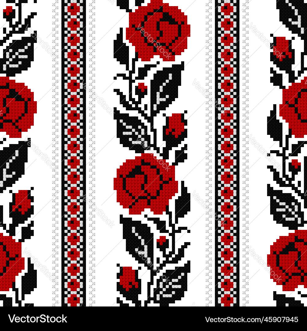 Realistic cross-stitch embroideried seamless Vector Image