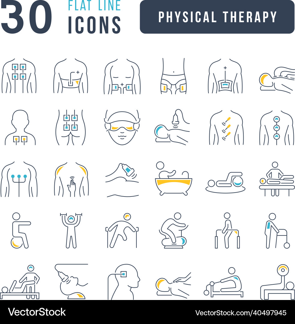 Set of linear icons physical therapy Royalty Free Vector