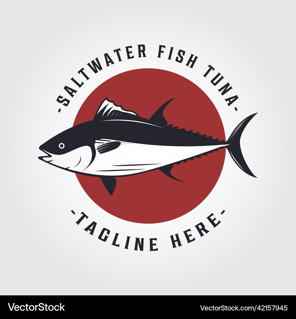 Tuna fish seafood restaurant logo Royalty Free Vector Image