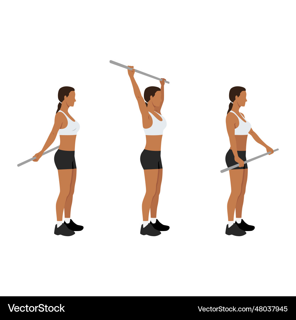 Woman doing shoulder pole or broomstick stretch Vector Image