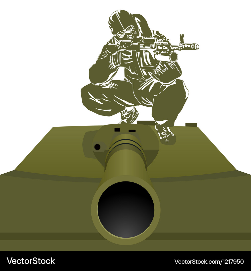 A soldier on the tank Royalty Free Vector Image