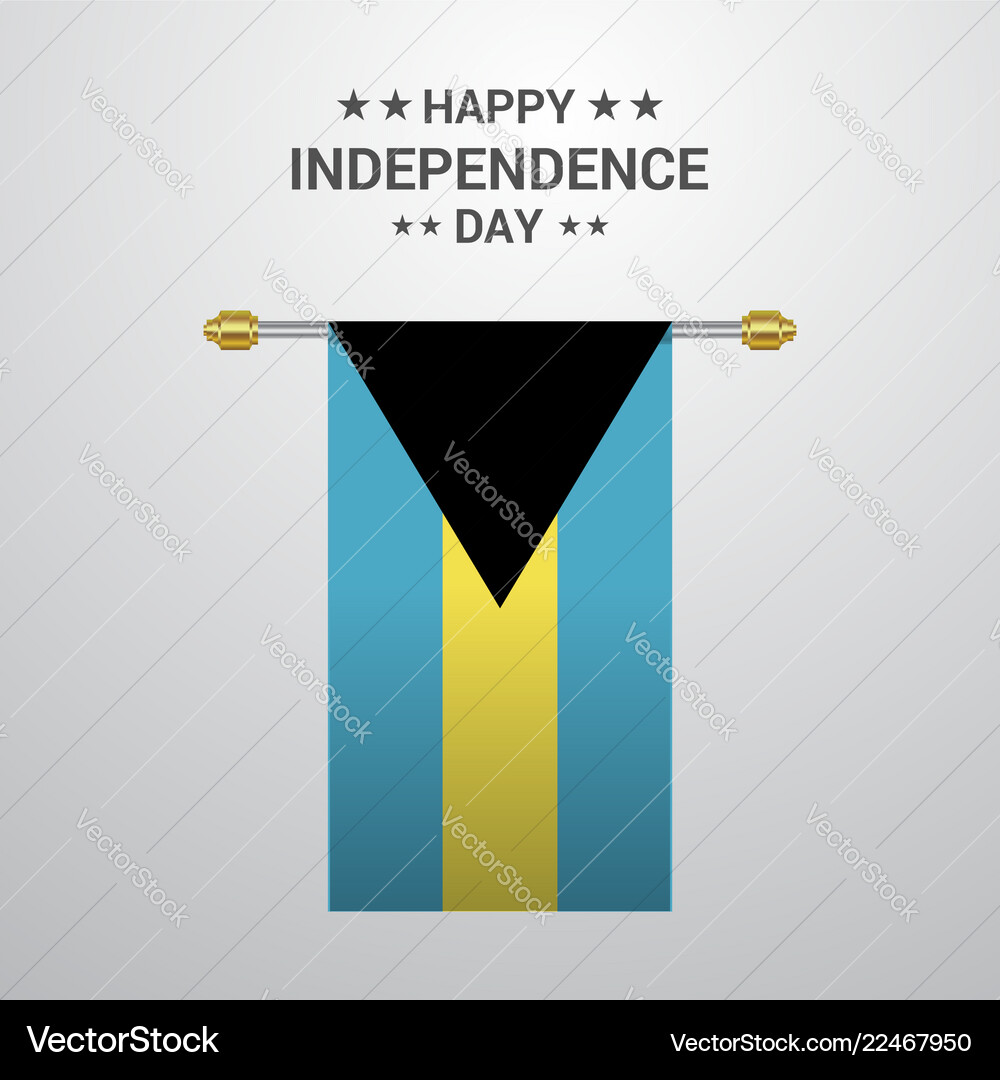 Bahamas independence day hanging flag background Vector Image