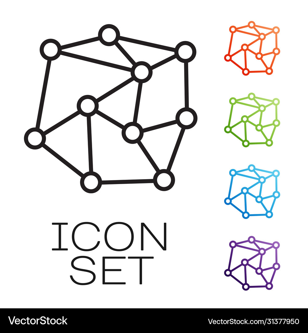 Black line neural network icon isolated on white Vector Image