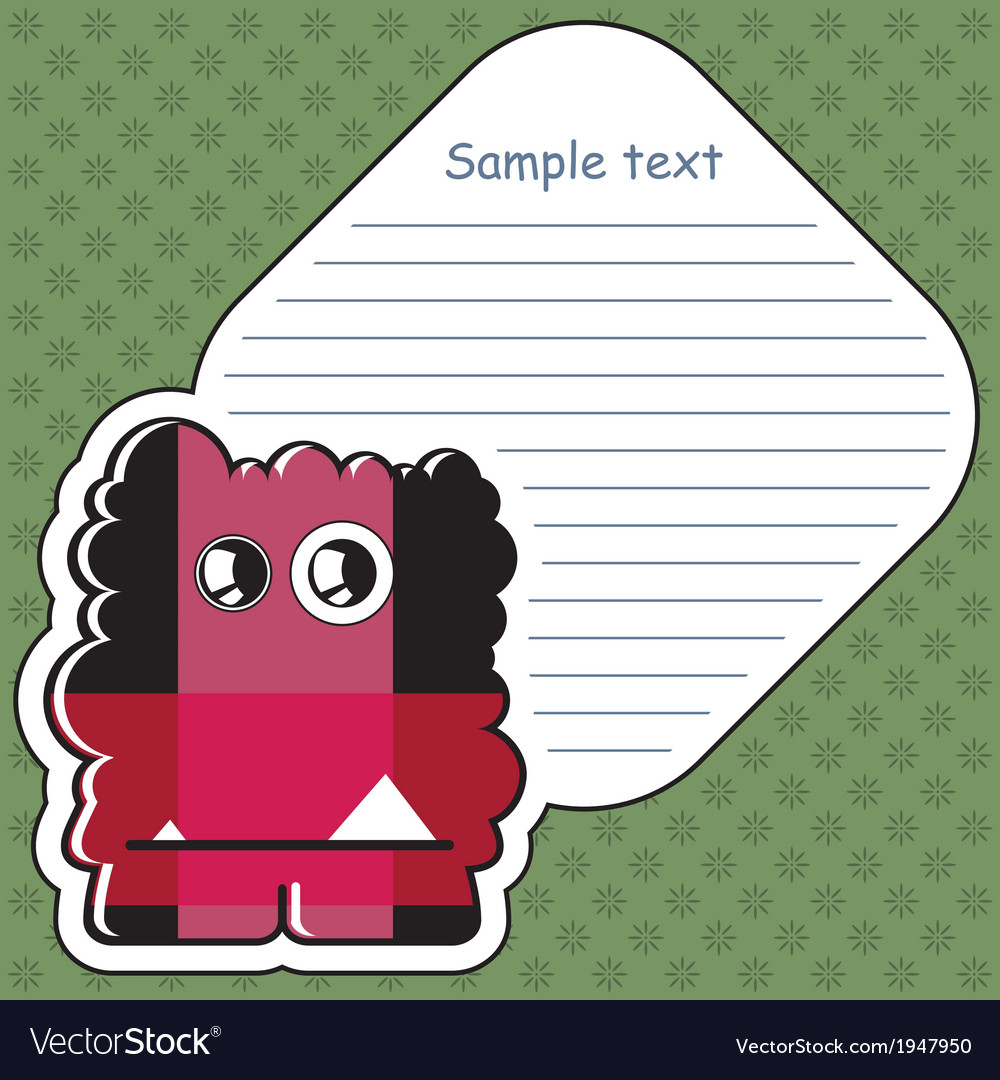 Cartoon monster with message cloud Royalty Free Vector Image