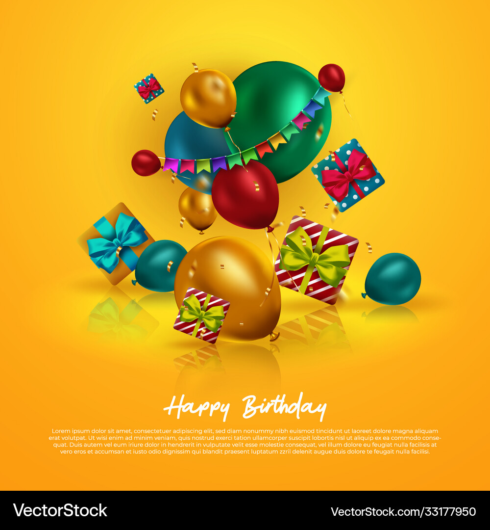 Decorative happy birthday invitation background Vector Image