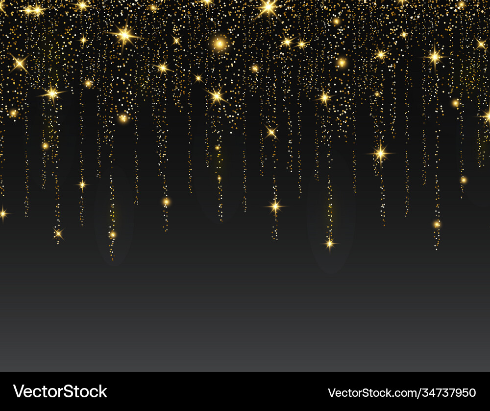 Glitter decoration frame gold particle lines Vector Image