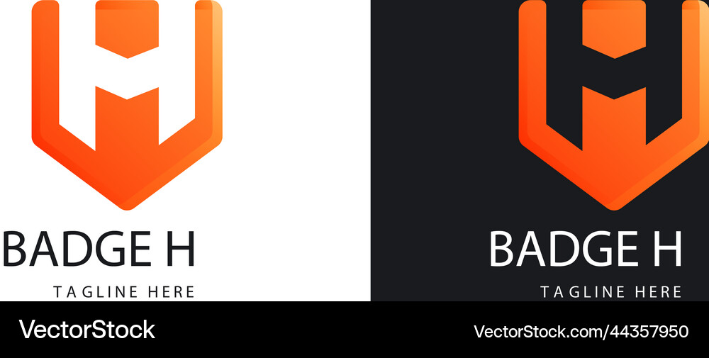 Letter h logo design template with badge shape Vector Image