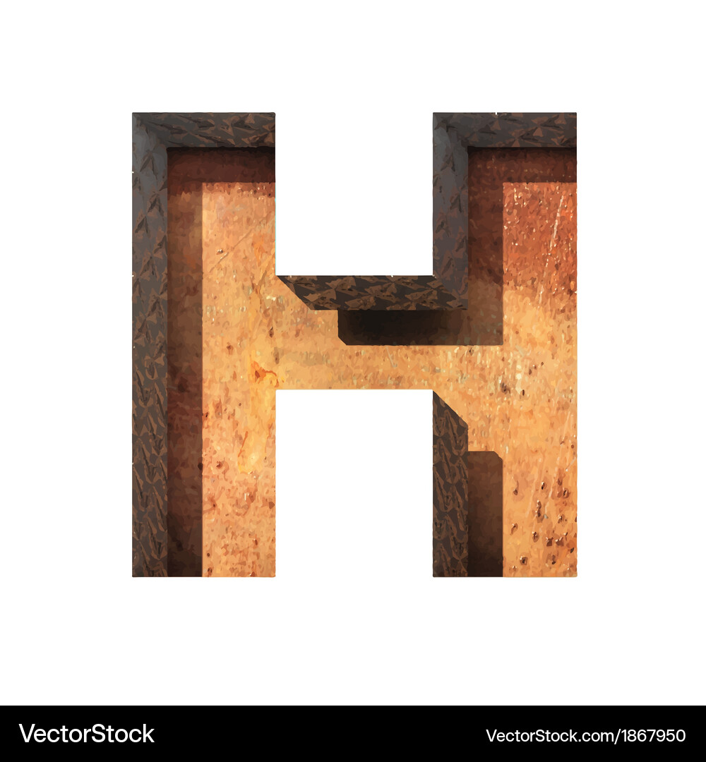 Metal cutted figure h Paste to any background Vector Image