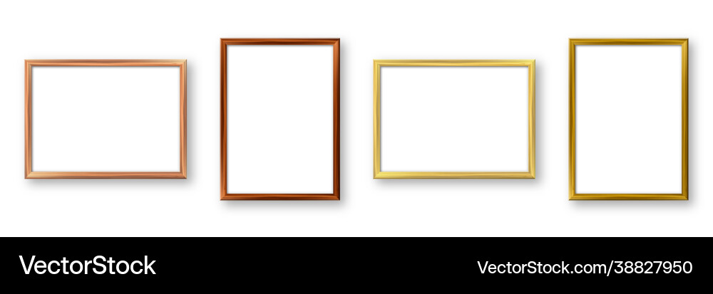 Realistic wooden picture frames with shadow Vector Image