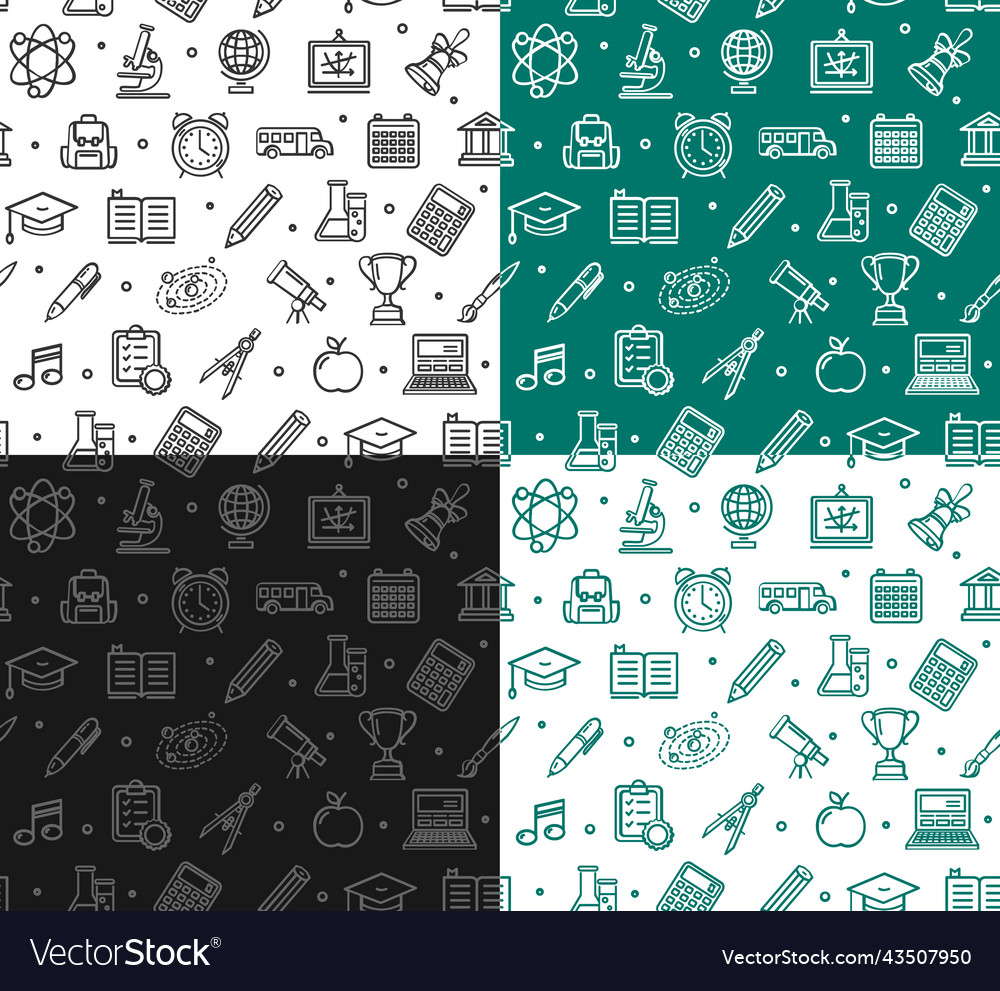 School seamless pattern background set Royalty Free Vector