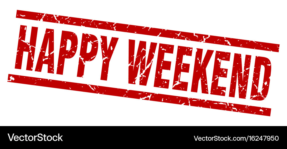 Square grunge red happy weekend stamp Royalty Free Vector