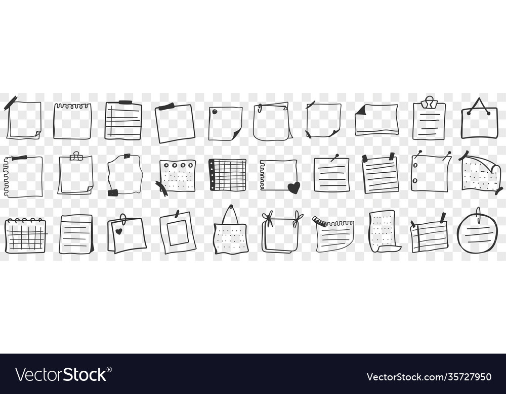 Various papers and notes doodle set Royalty Free Vector