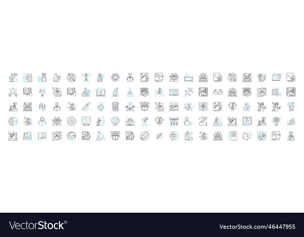 Academy line icons set education Royalty Free Vector Image