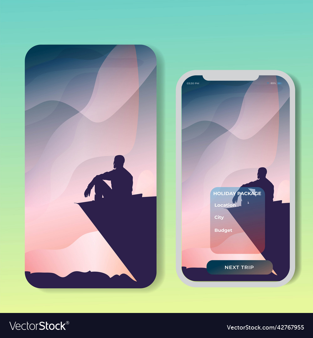 Banners set with polygonal landscape for mobile Vector Image
