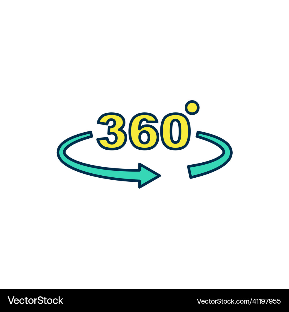 Filled outline 360 degree view icon isolated Vector Image