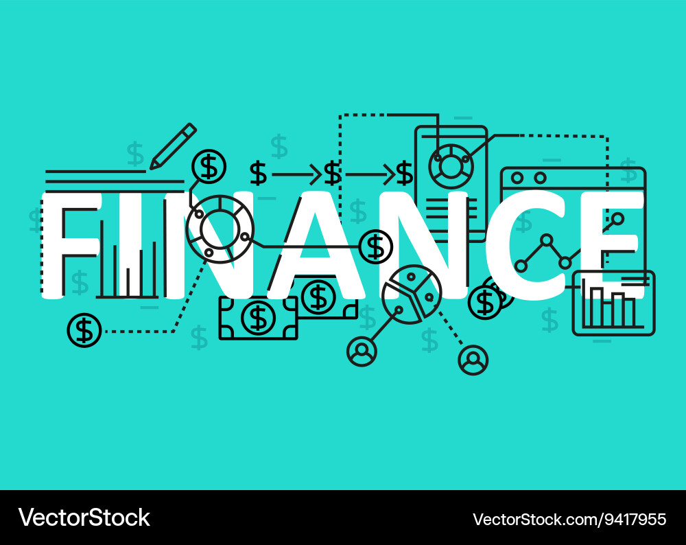 Finance concept flat line design with icons Vector Image