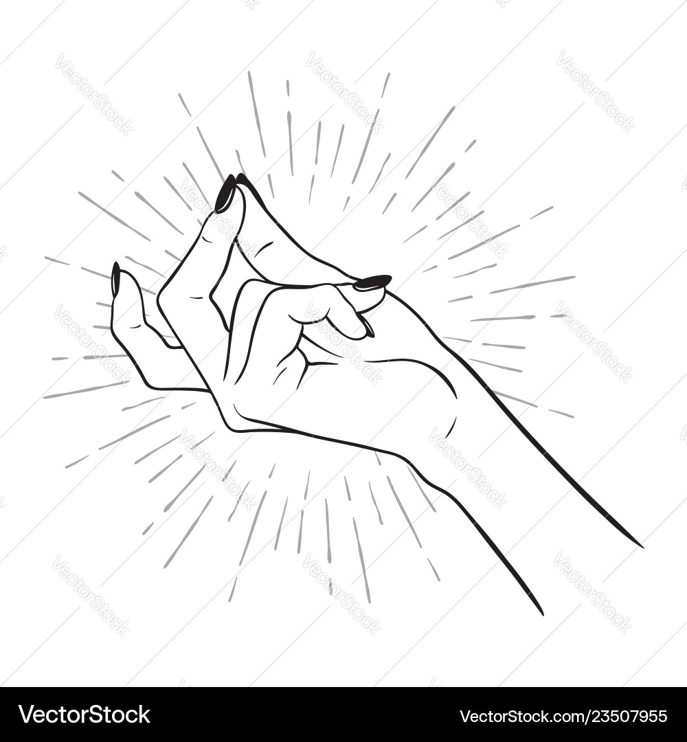 Hand drawn female hand with snapping fingers Vector Image