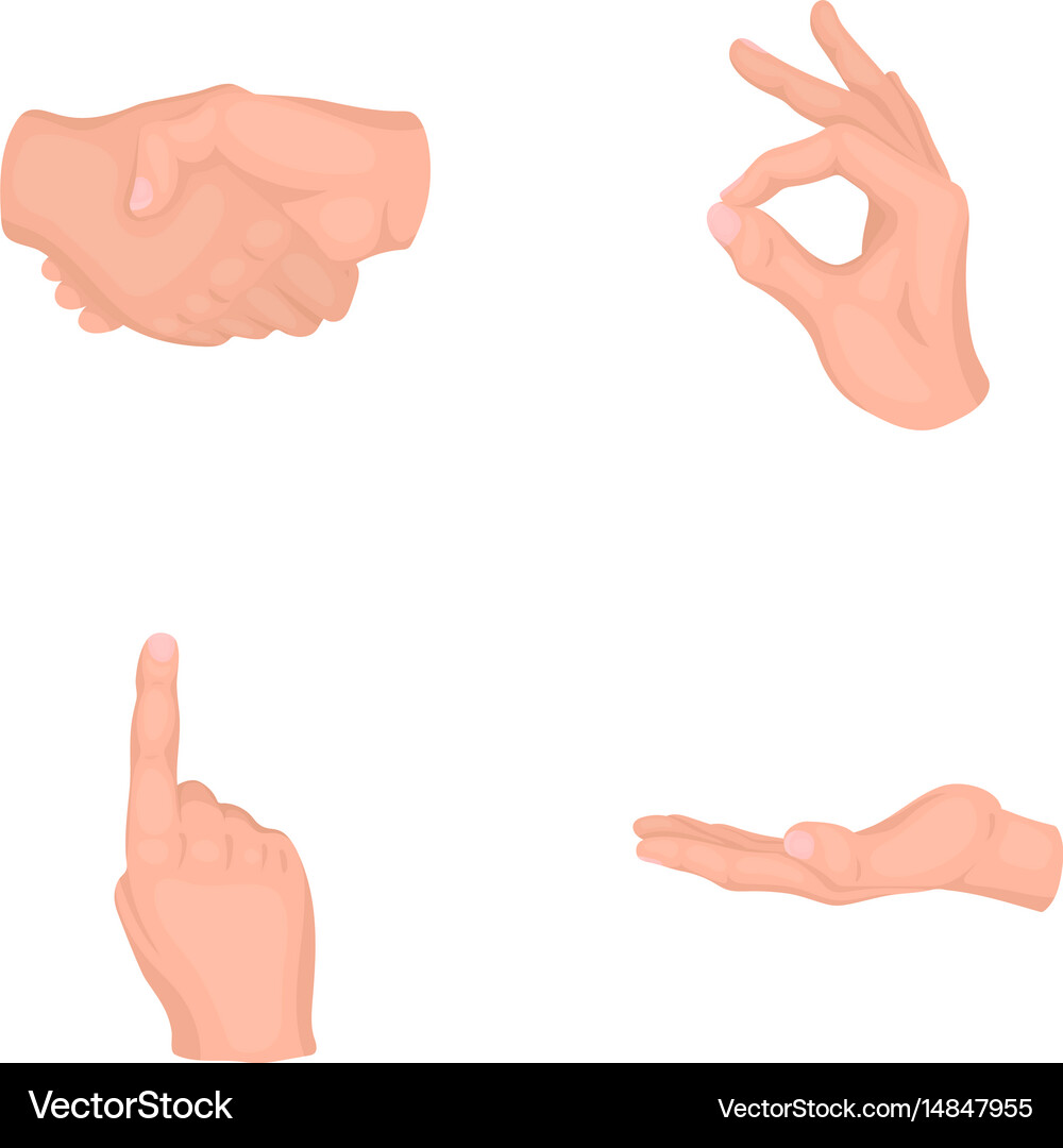 Handshake okay index up palm hand gesturesv Vector Image