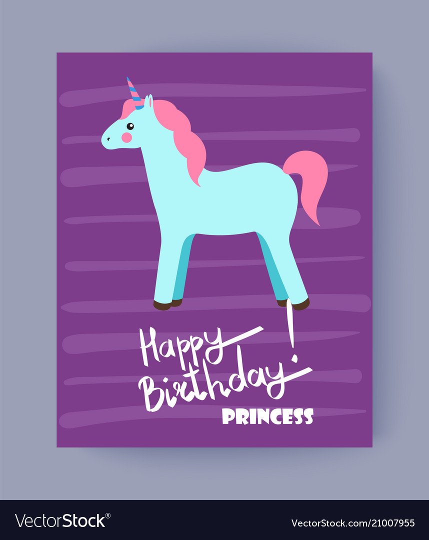 Happy Birthday Princess Card Royalty Free Vector Image