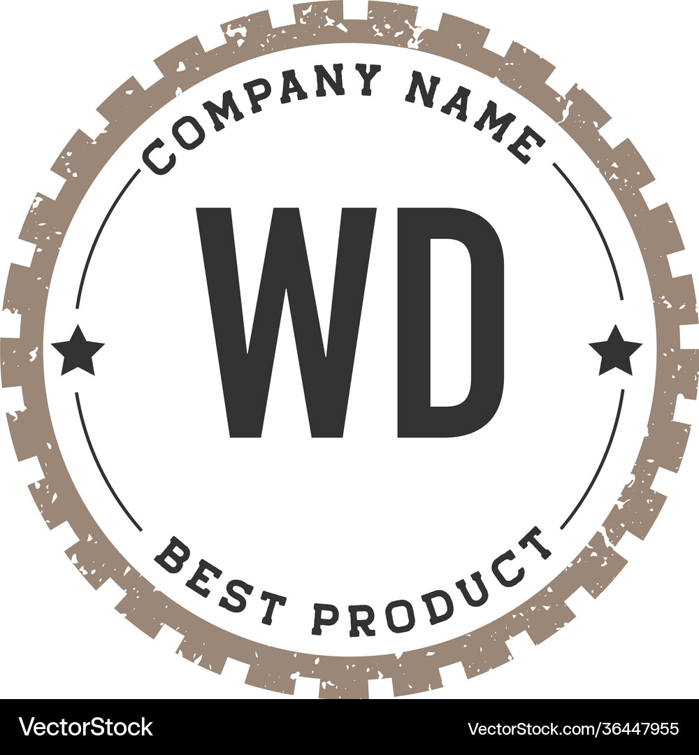 Initial letter wd gear vintage logo concept Vector Image