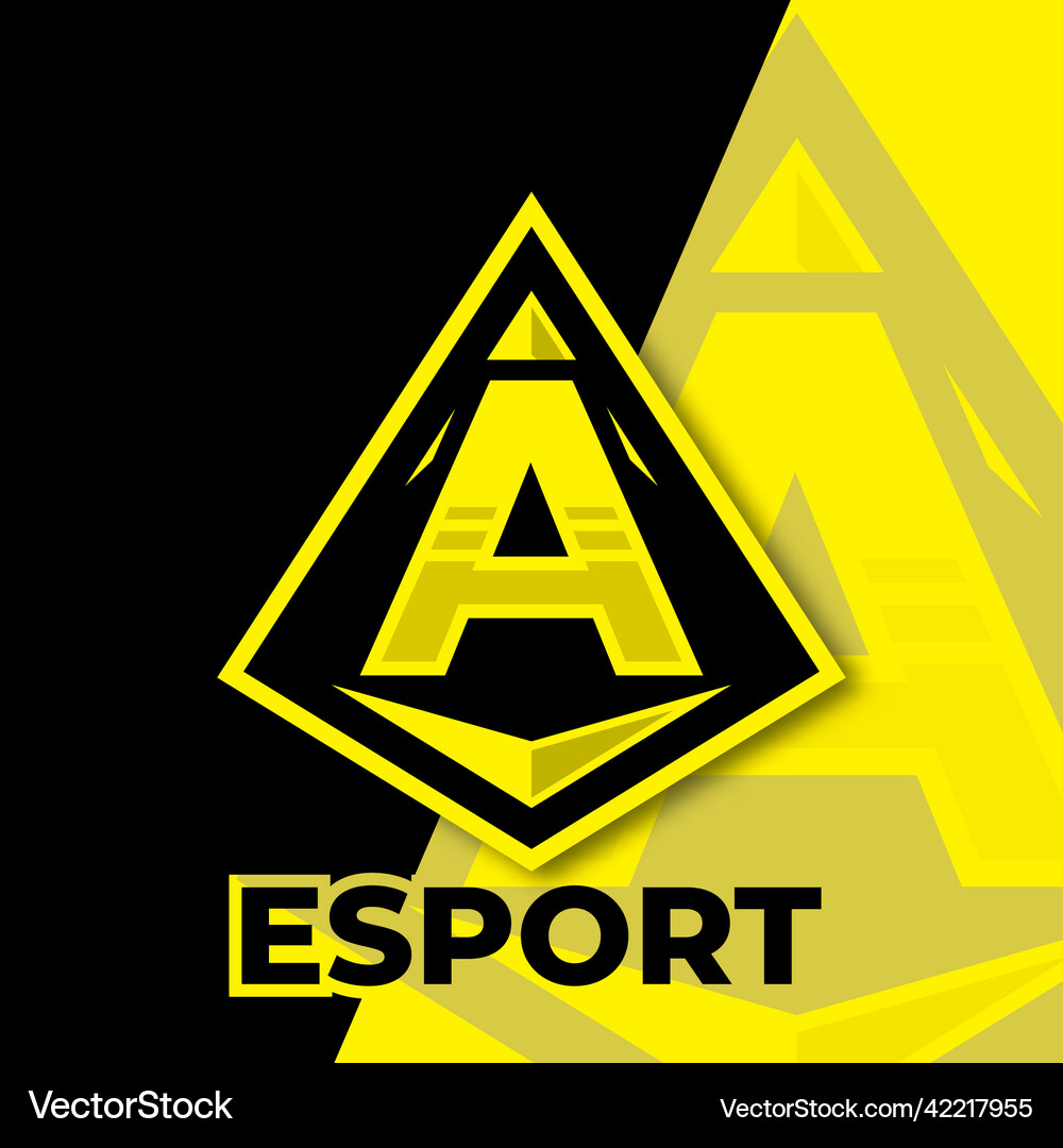 Letter a esport logo triangle design Royalty Free Vector