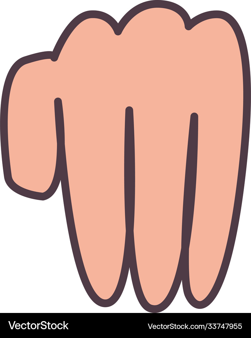 M hand sign language line and fill style icon Vector Image