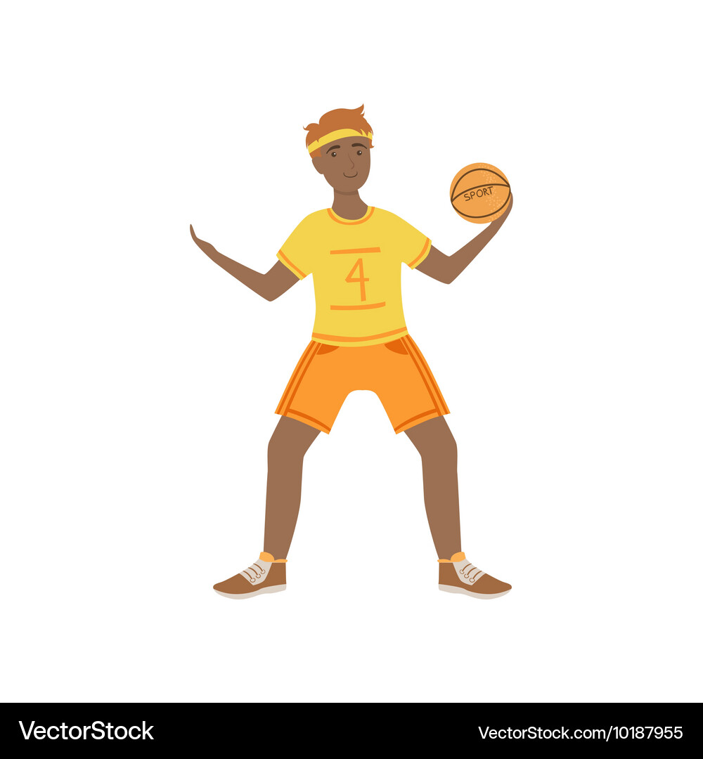 Man in yellow uniform playing basketball Vector Image