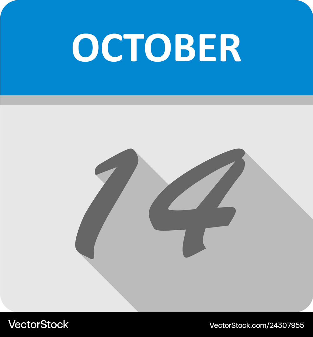 October 14th date on a single day calendar Vector Image