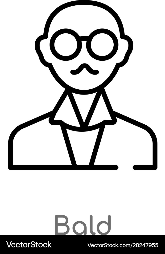 Outline bald icon isolated black simple line Vector Image