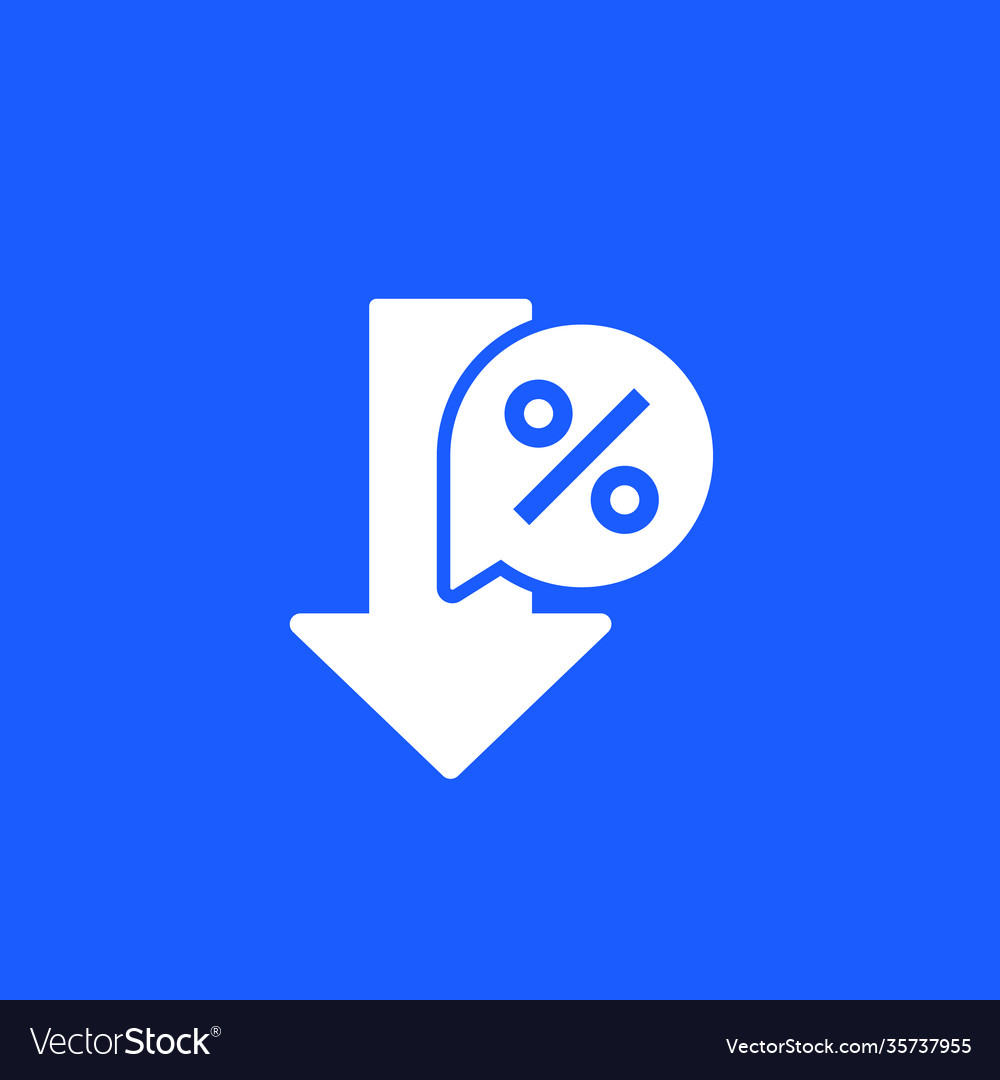 Profit decrease icon percent down Royalty Free Vector Image