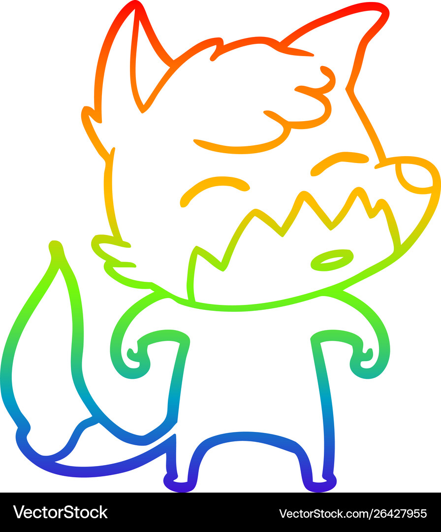 Rainbow gradient line drawing cartoon fox Vector Image
