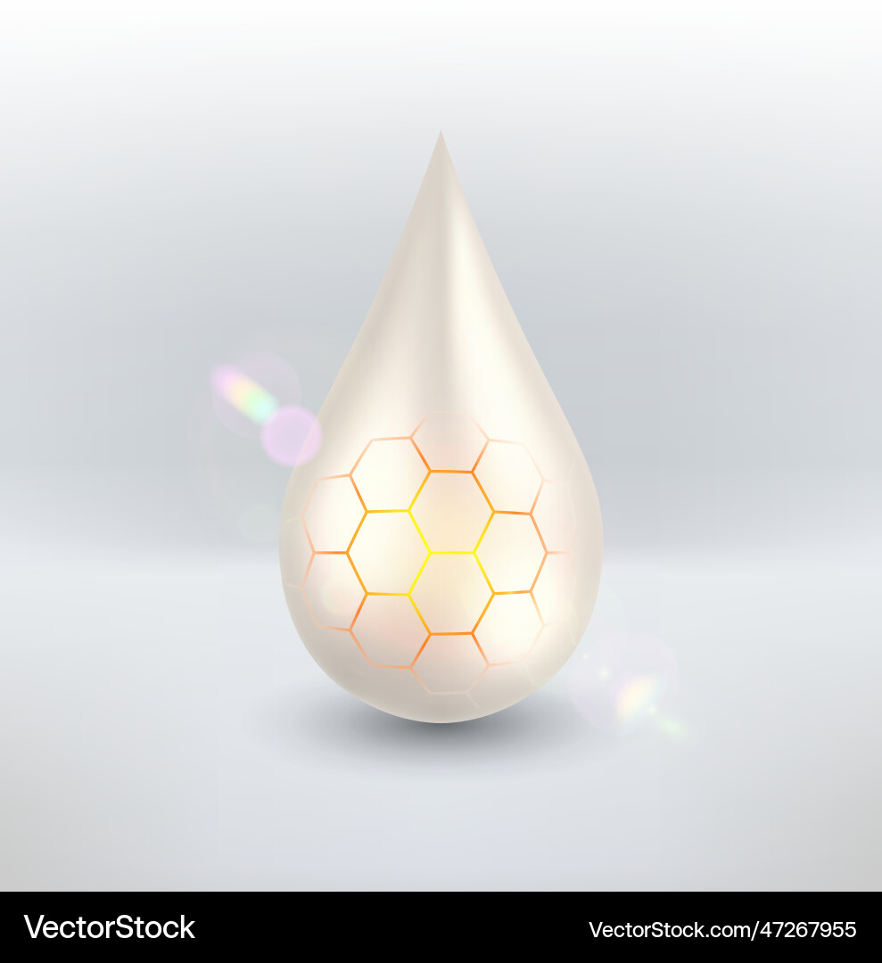 Realistic light drop of cream with hexagon Vector Image