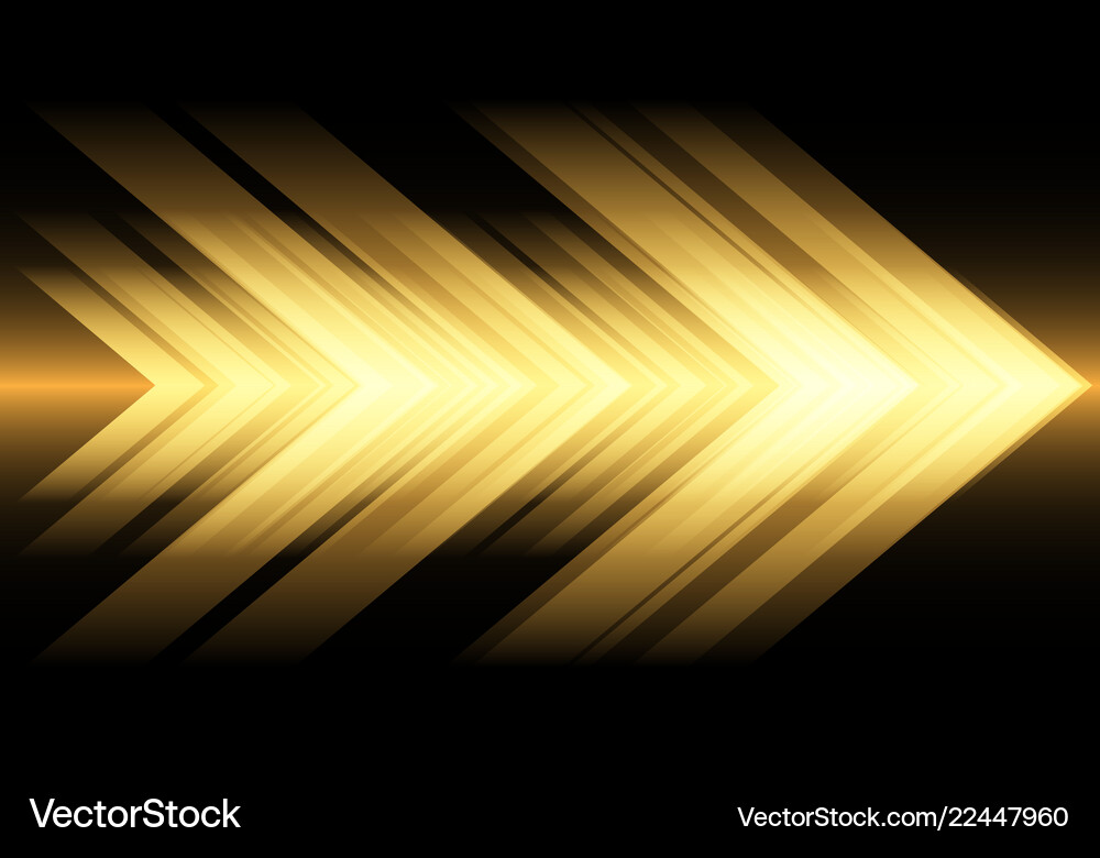 Abstract yellow light arrow speed on black Vector Image